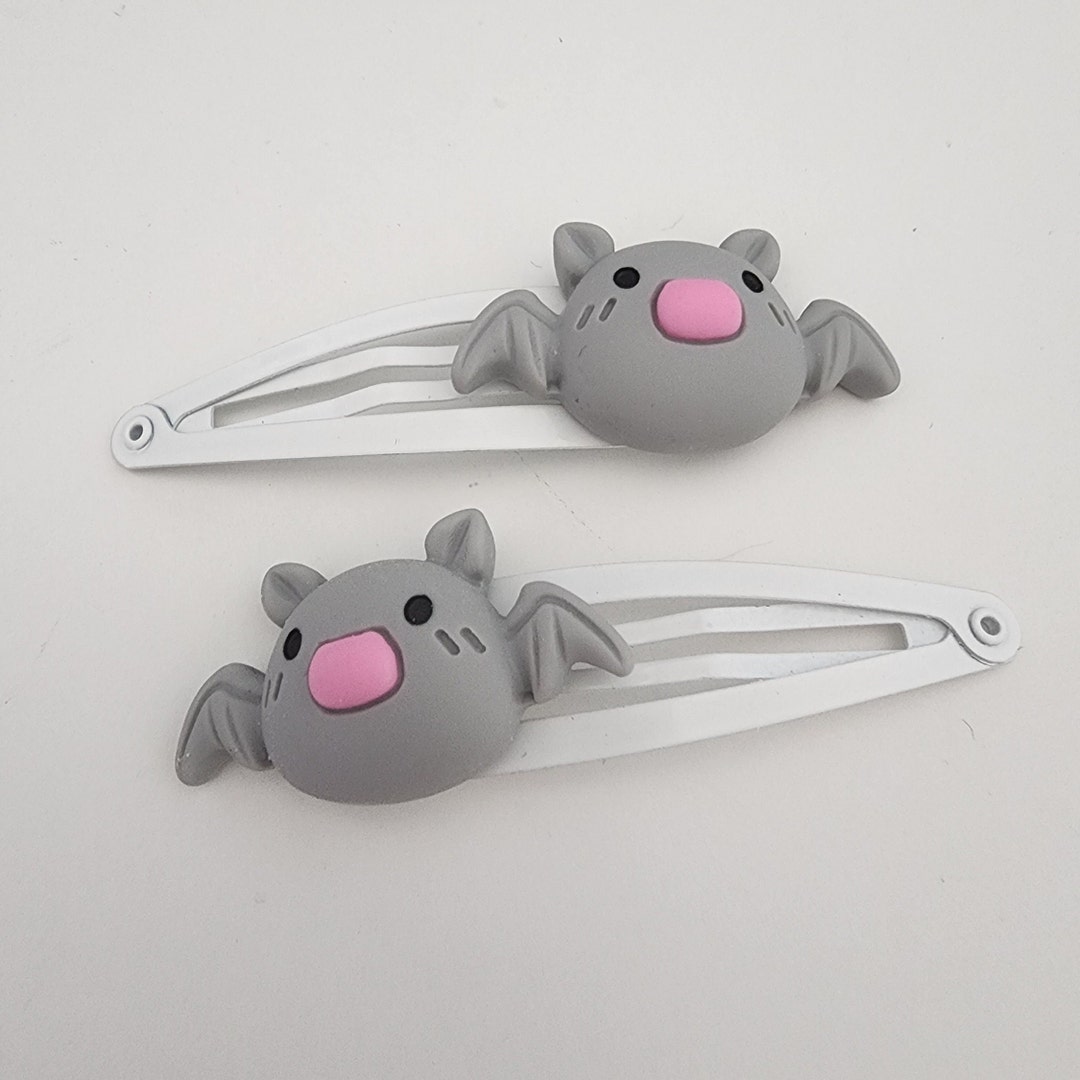 Bat Hair Clips Set of Two White Hair Clip Metal Snap Barrette 50mm - Etsy