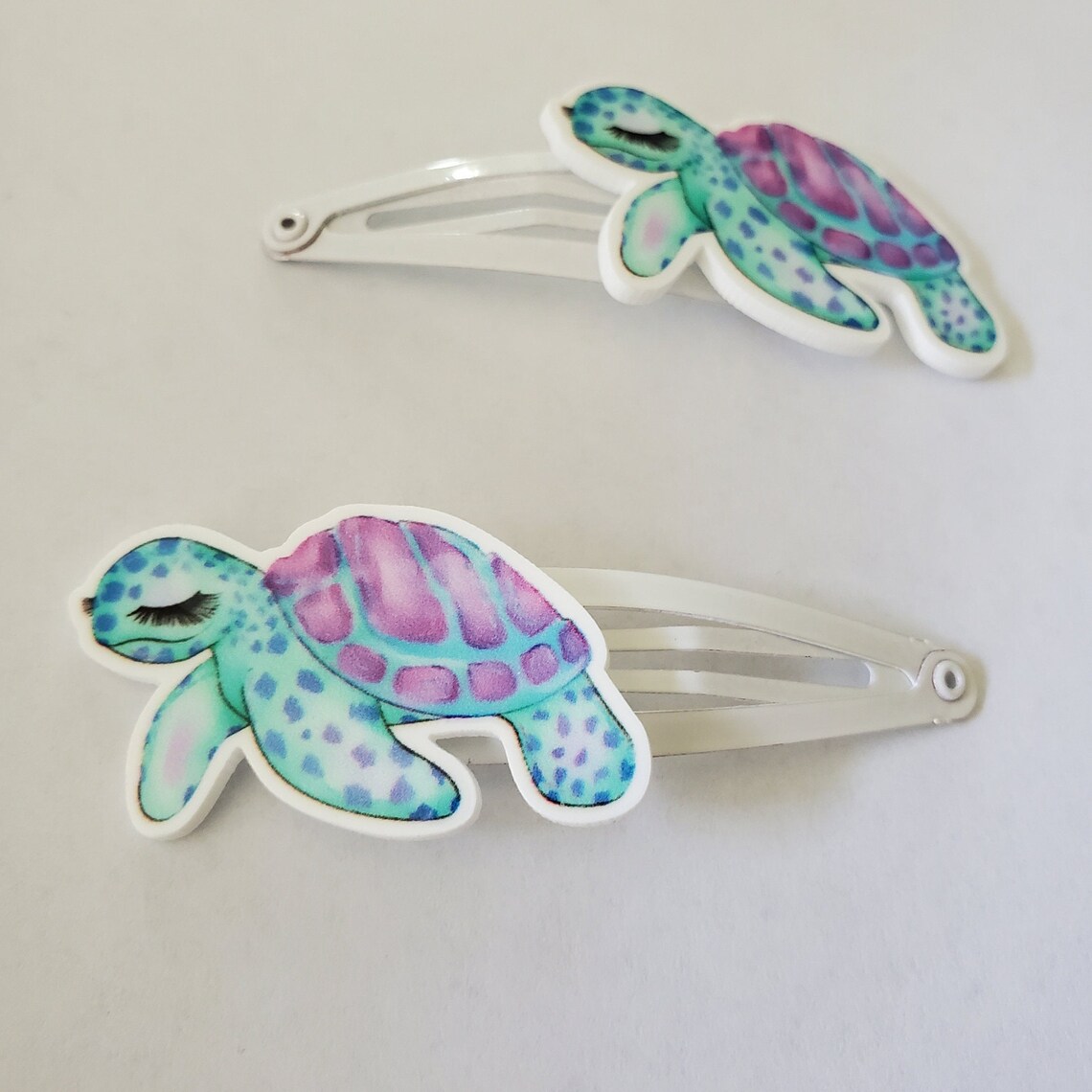 Sea Turtle Hair Clips Set of Two White Hair Clip Metal Snap - Etsy España