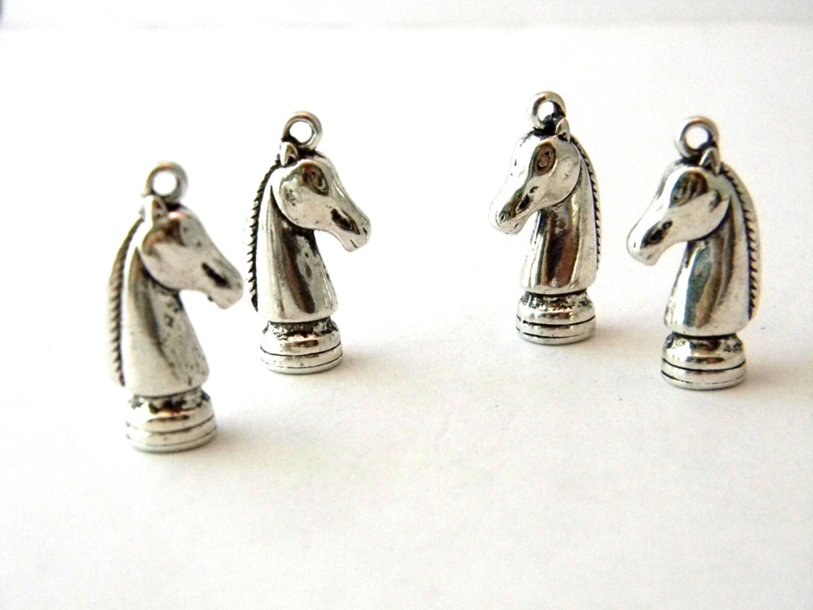 Chess Knight Charms Set of 4 Chess Horse Silver Color Charm - Etsy