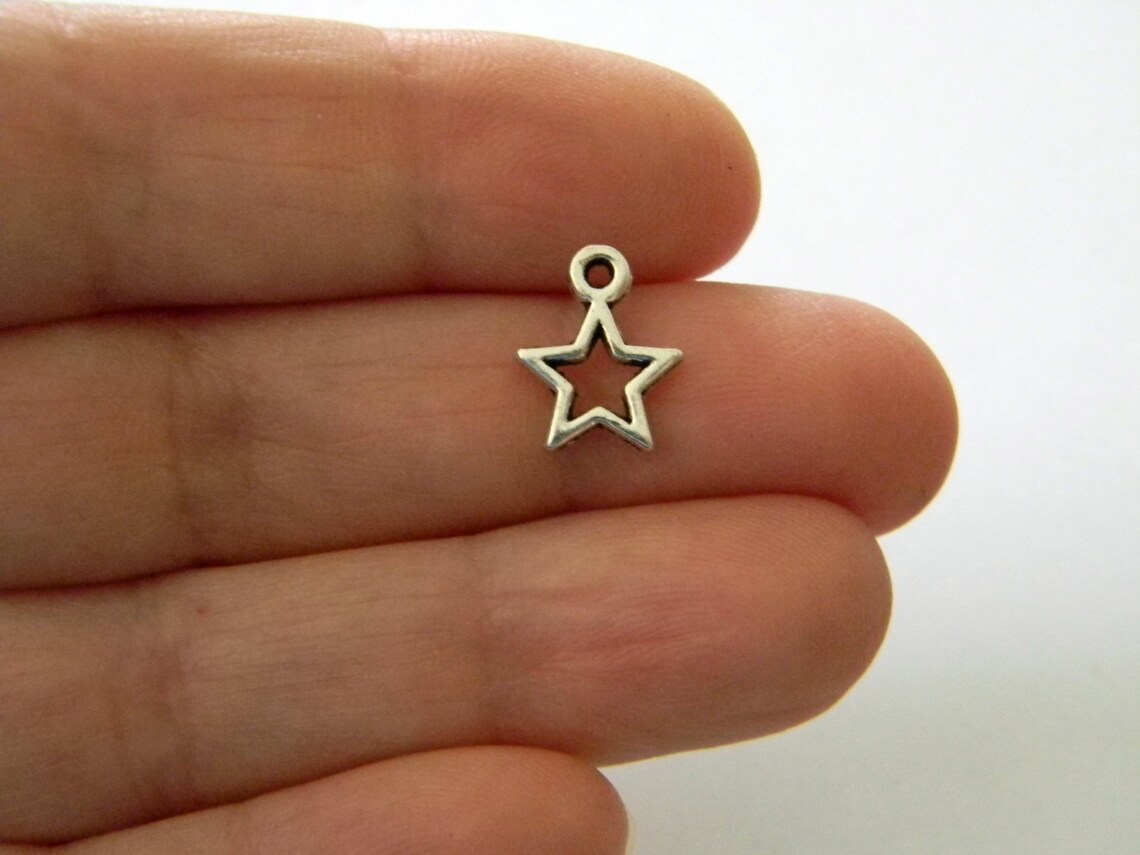 Silver Star Charms Set of 10 Silver Color 13x10mm Star Outline | Etsy