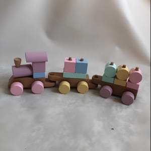 Toy Train With Carriages – Locomotive Set for Toddlers – Matte Varnish ...