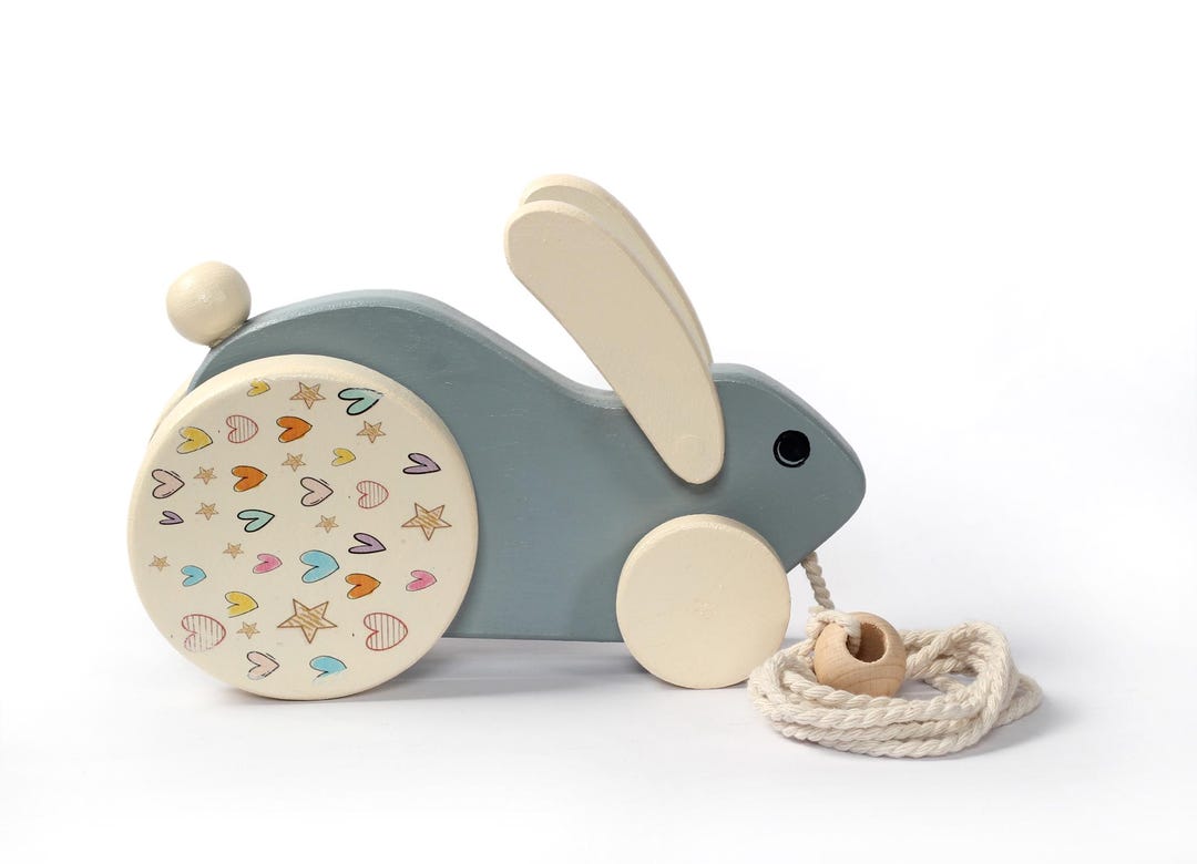 Handmade Bunny Pull Toy: Woodland Nursery Decor, MDF Toddler Gift - Etsy