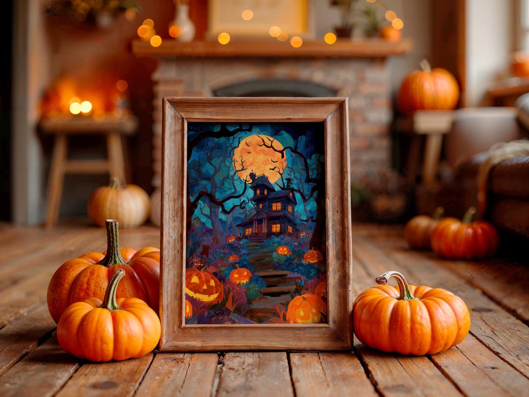 Fairytale Haunted House Halloween Poster, Whimsical Halloween Wall Art ...