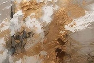 Abstract Gold Foil Texture Oil Painting on Canvas, Large Wall Art ...