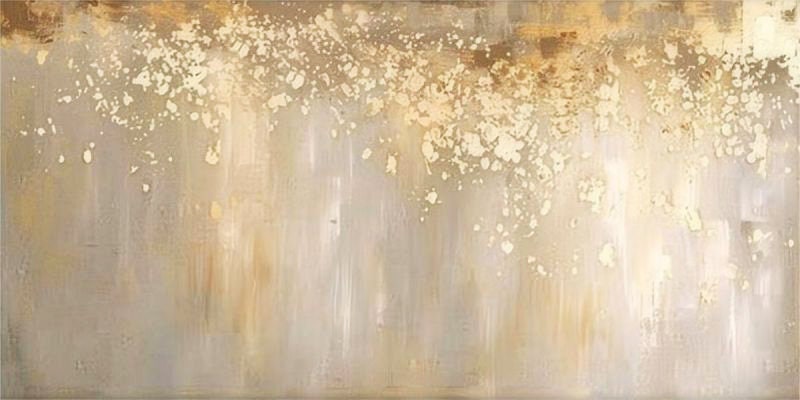 Original Gold Foil Oil Painting on Canvas Large Abstract Golden Leaf ...