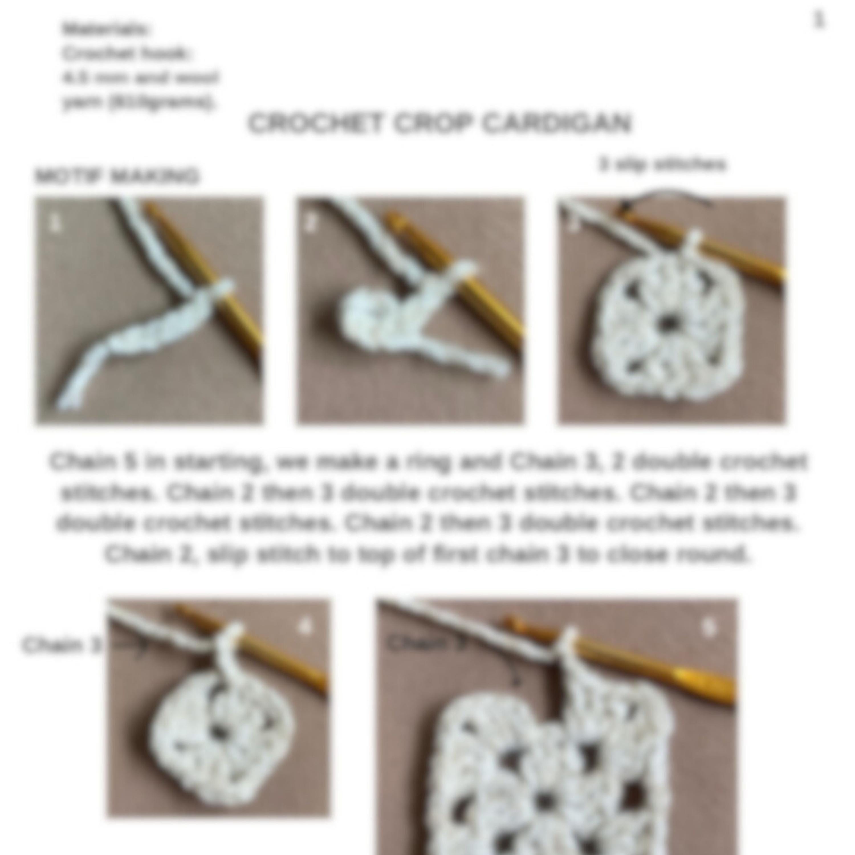 Crochet Crop Cardigan Motif Pattern: Women's Wool Jacket (PDF Pattern ...