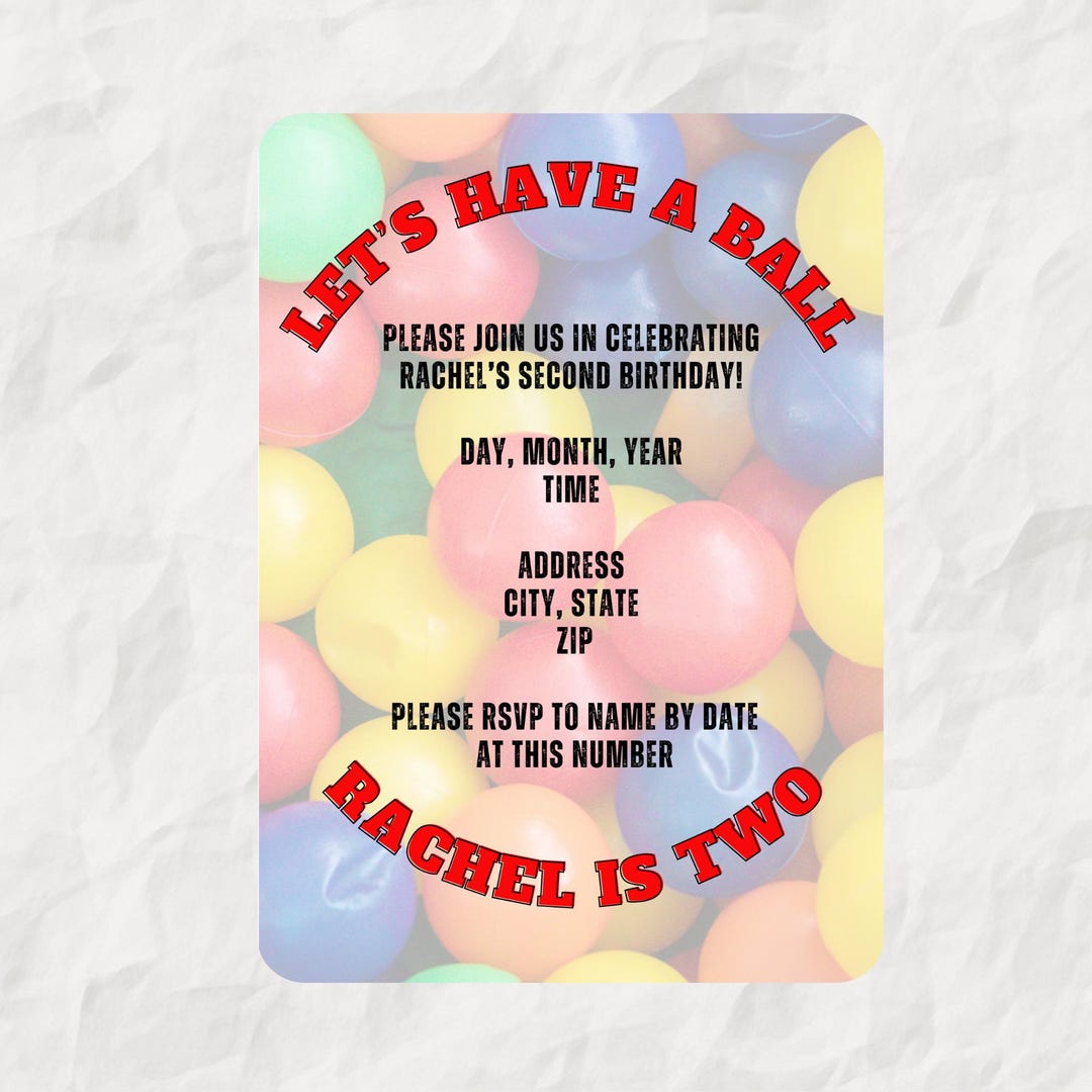 Lets Have a BALL Birthday Invitation Template - Etsy