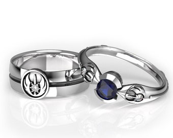 Star Sapphire Wedding Ring Set - Etsy