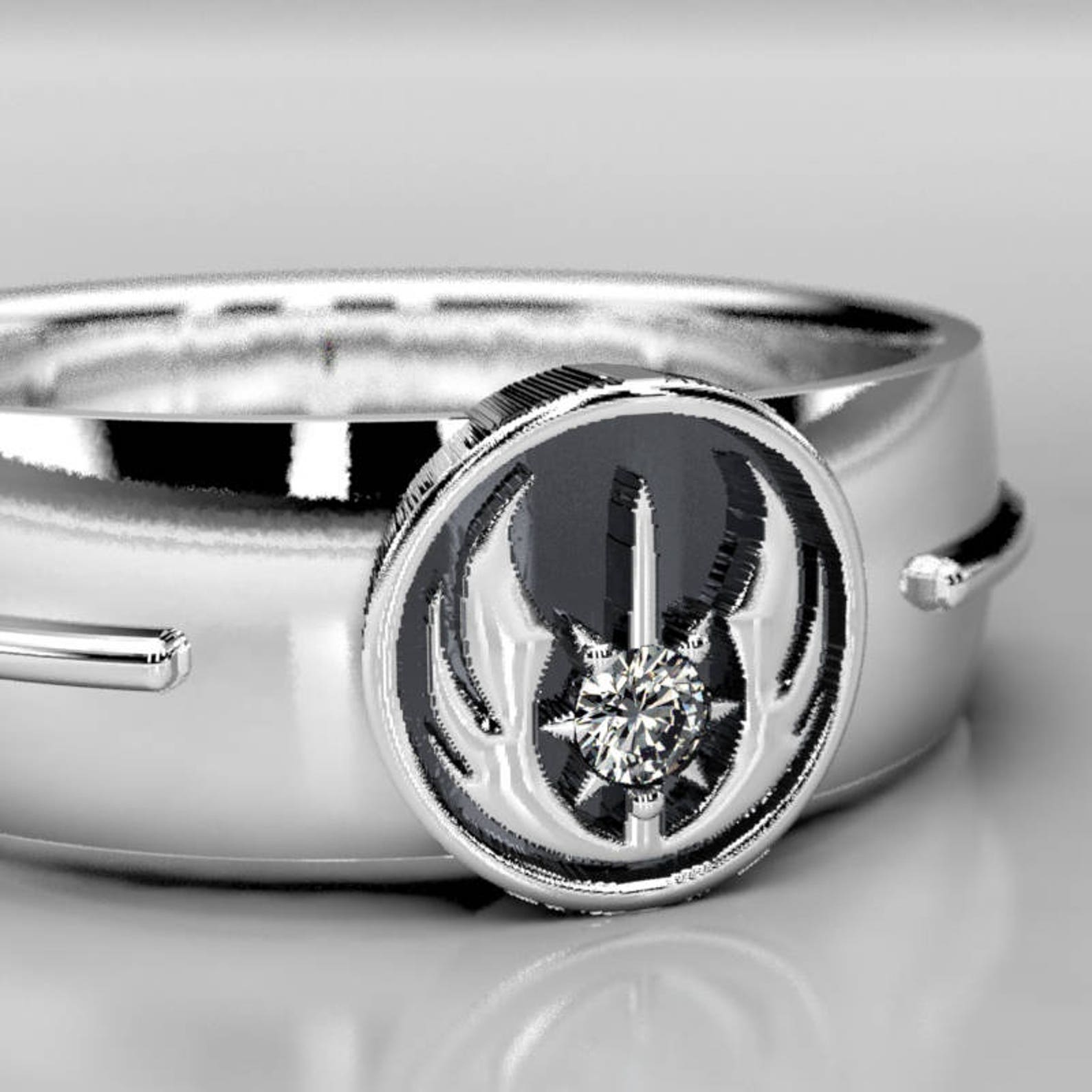 Star Wars Wedding Jedi Order Ring - Silver Ring With Diamond - Star ...