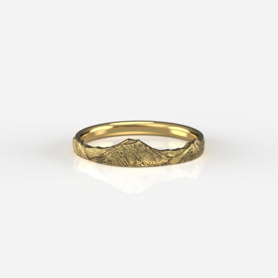 Rocky Mountain Wedding Band in Gold or Silver - Mount Princeton Ring ...