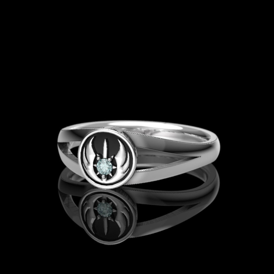 Women's Silver Star Wars Engagement Ring With Aqua Diamond - Star Wars ...
