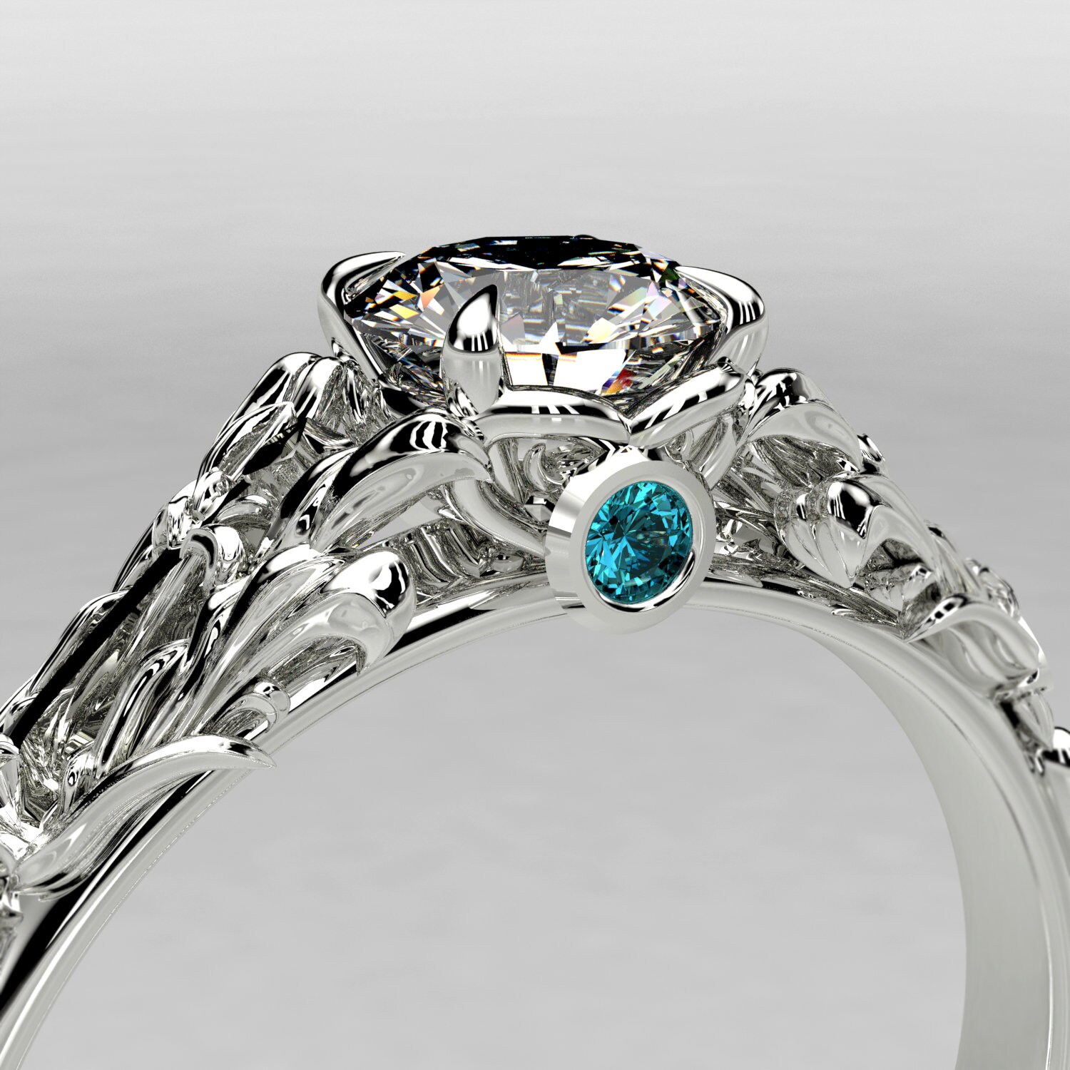 Kingdom Heart Inspired Oathkeeper Keyblade Engagement Ring - White Gold ...