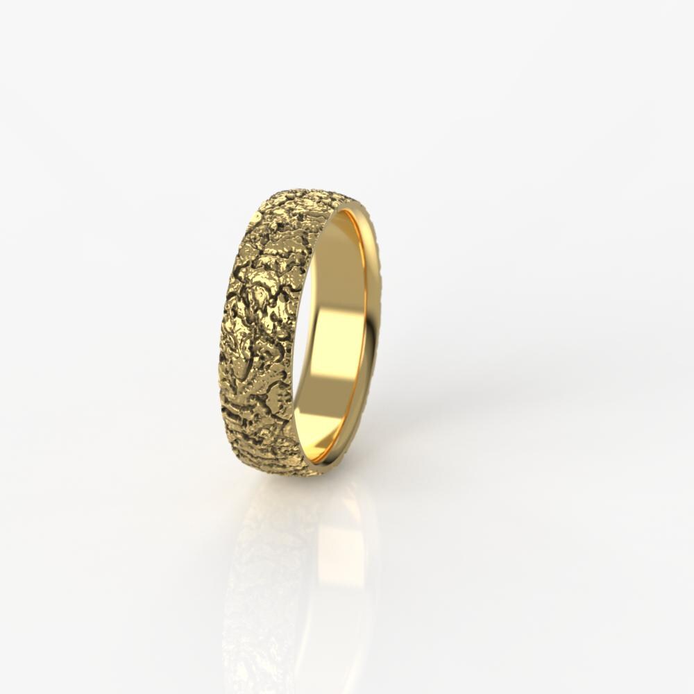 Silver or Gold Ponderosa Pine Tree Bark Wedding Band in Silver or Gold ...