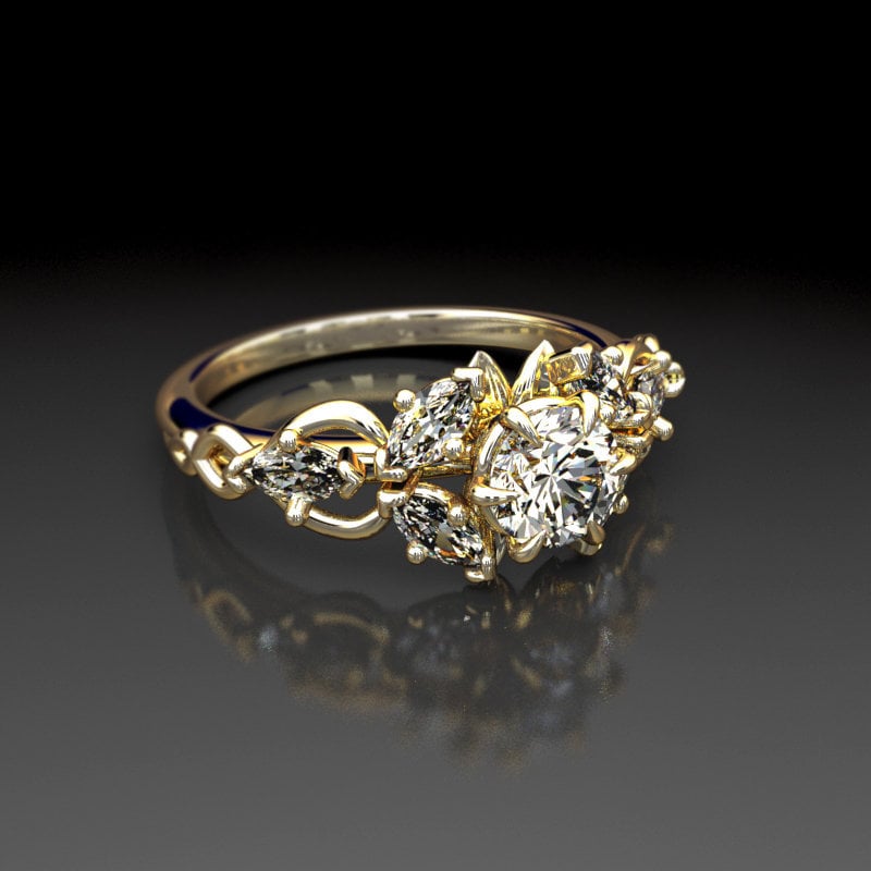 Elvish Engagement Ring with Moissanite - Viking Claw Engagement Ring ...