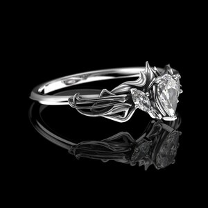 Gold Elf Crown Engagement Ring With Moissanite - Art Nouveau Elvish ...