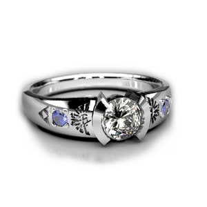 Gamer Engagement Ring in Silver, Palladium or Gold - Certified ...