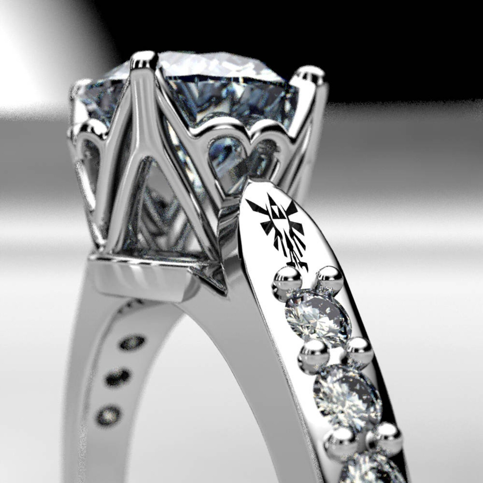 Gamer Wedding Ring - 1 Ct Certified Moissanite Zelda Inspired Geeky ...