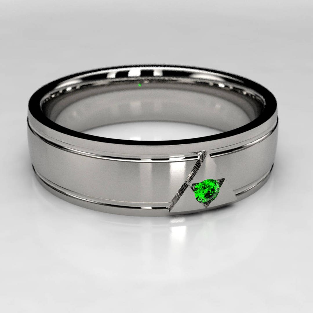 Legend of Zelda Emerald Wedding Band, White Gold Wide Wedding Ring - Etsy