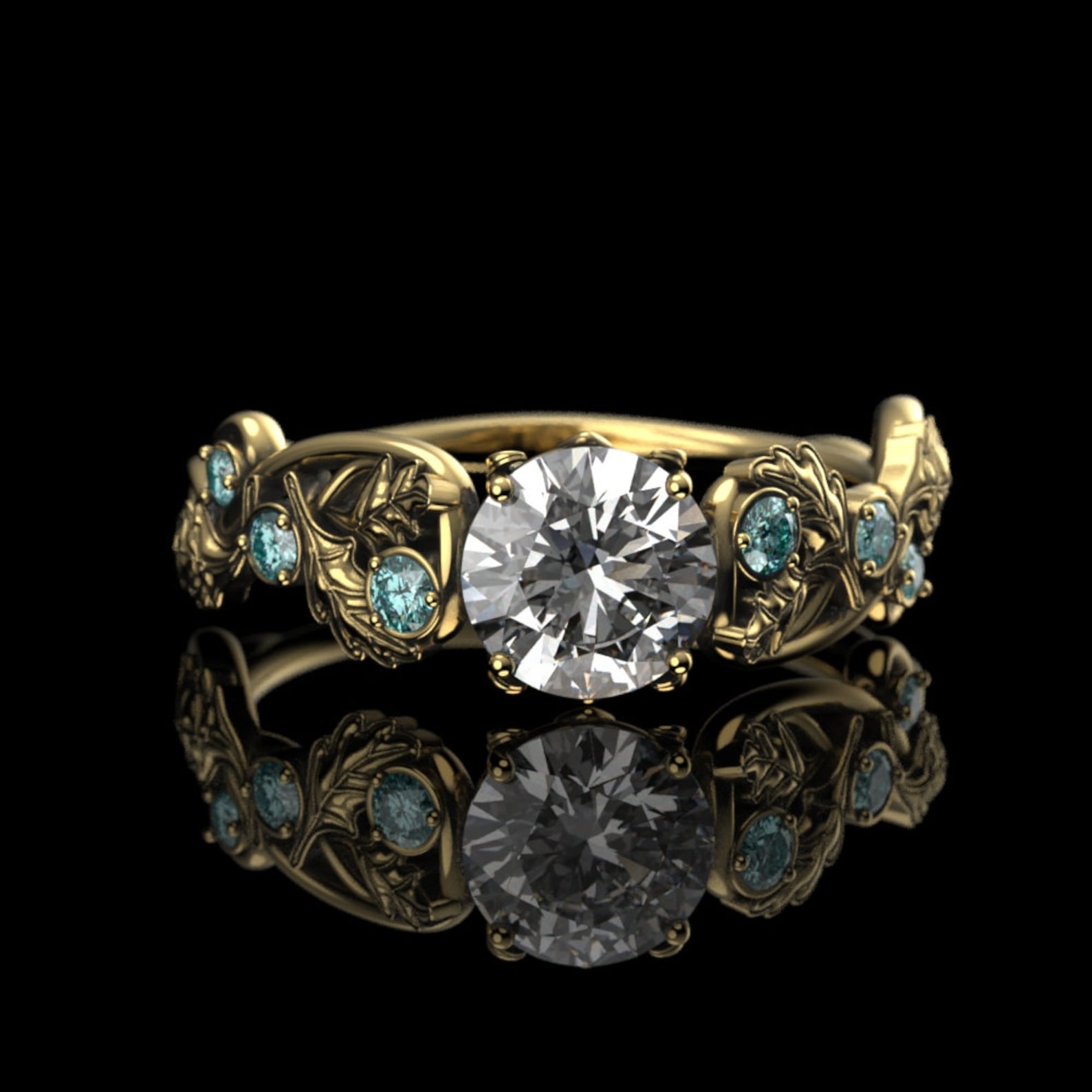 Woodland Elven Engagement Ring Luxe 1 Carat Moissanite With - Etsy