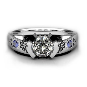 Gamer Engagement Ring in Silver, Palladium or Gold - Certified ...