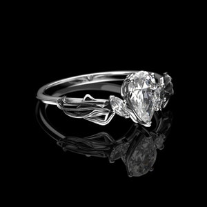 Elven Crown Engagement Ring With Pear Cut Moissanite Art | Etsy