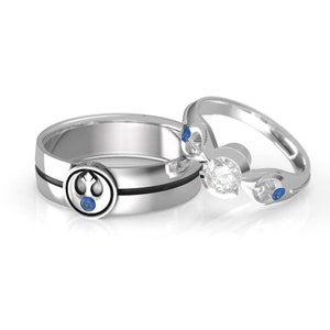 Star Wars Rebel Alliance Inspired Matching Wedding Ring Set - Star Wars Ring - Geek Engagement ...