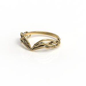 Gold Elvish Crown Ring - Fantasy Wedding Ring - Celtic Dainty Promise ...