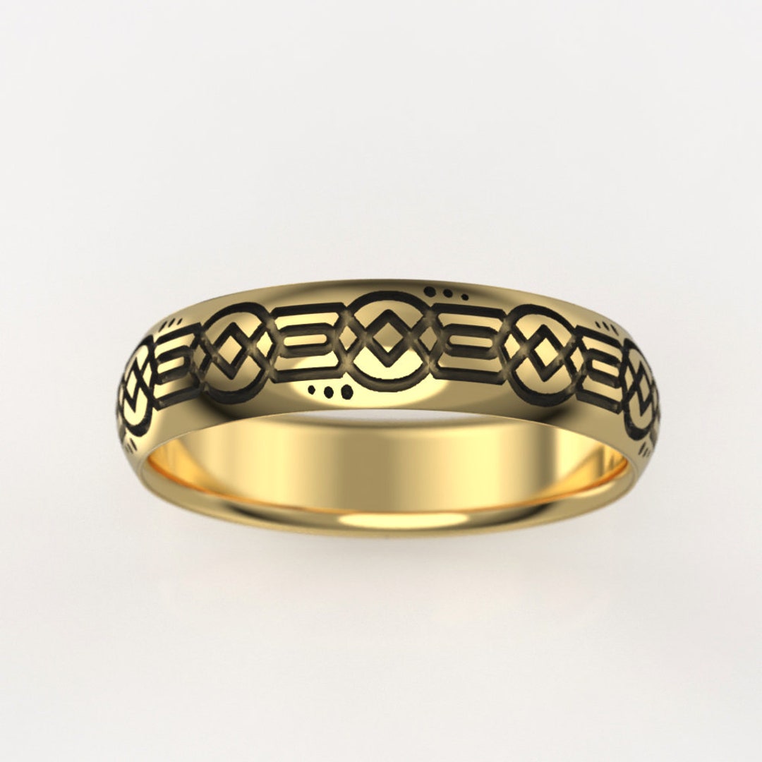 Engraved Gold Celtic Men's Wedding Band - 5mm Men's Elvish Knotwork ...