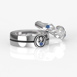 Star Wars Rebel Alliance Inspired Matching Wedding Ring Set - Star Wars Ring - Geek Engagement ...