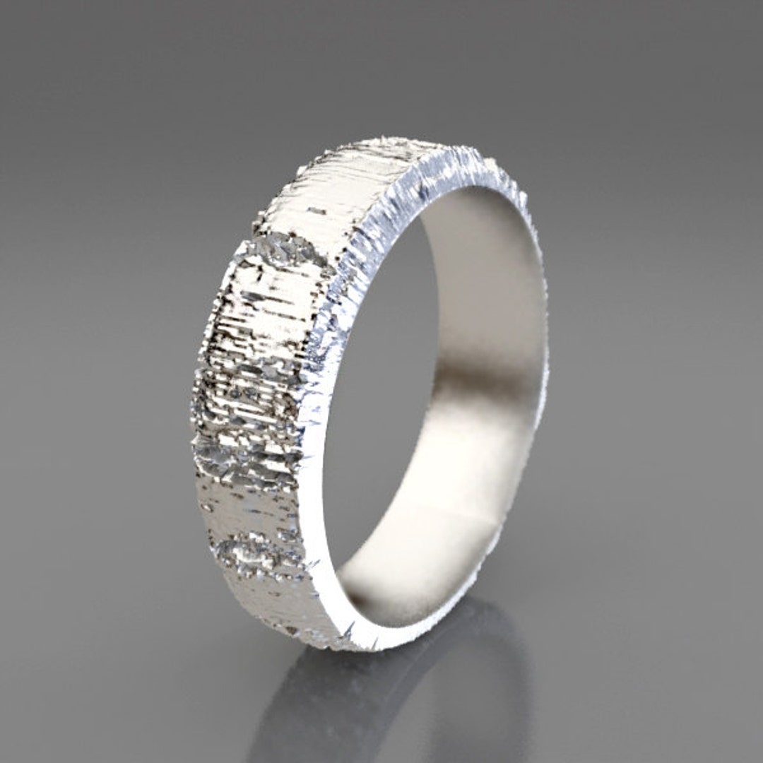 Aspen Tree Bark Ring Platinum Unisex Branch Wedding Band Anniversary ...