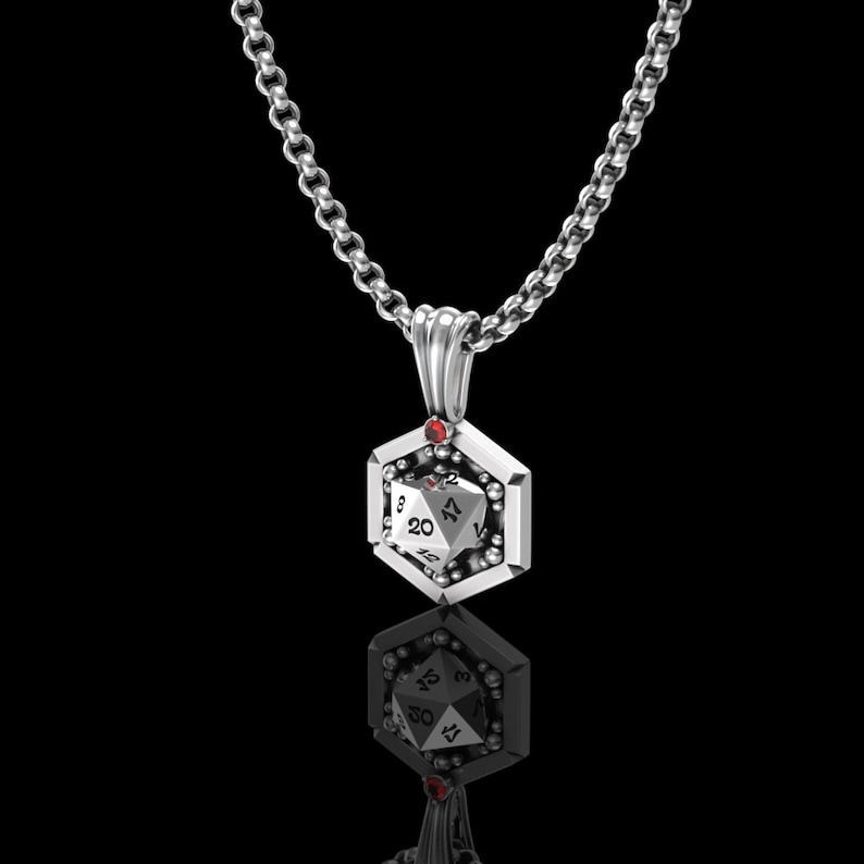 D20 Dice Pendant – Lab Ruby, Sterling Silver D&D Gamer Necklace - Etsy