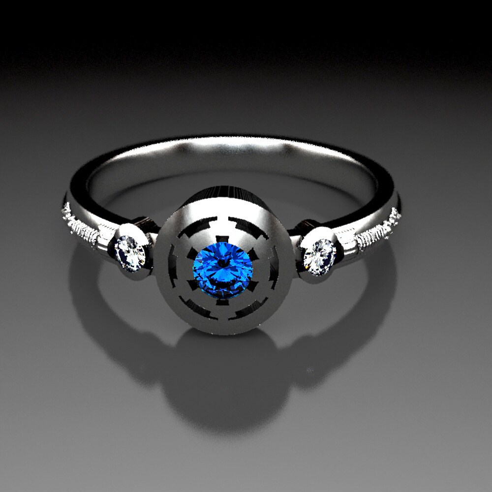 Star Wars Empire Inspired Engagement Ring With Sapphire & Moissanite ...