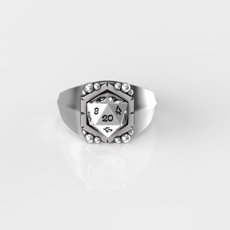 Wide Men's Dnd D20 Silver Signet Ring Geeky D&D - Etsy