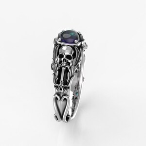 Lab Alexandrite Skull Engagement Ring - Alternative Gothic Engagement ...