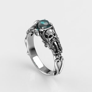 Lab Alexandrite Skull Engagement Ring - Alternative Gothic Engagement ...