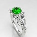 Elvish Engagement Ring With Lab Emerald - Elven Ring Gift for Her ...