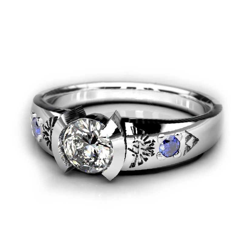 Gamer Engagement Ring in Silver, Palladium or Gold - Certified ...