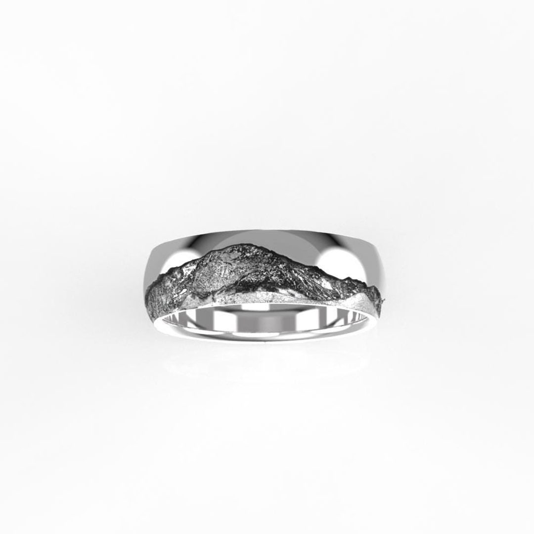 Pikes Peak Wedding Band in Silver or Gold - 7mm Wide Rocky Mountain ...