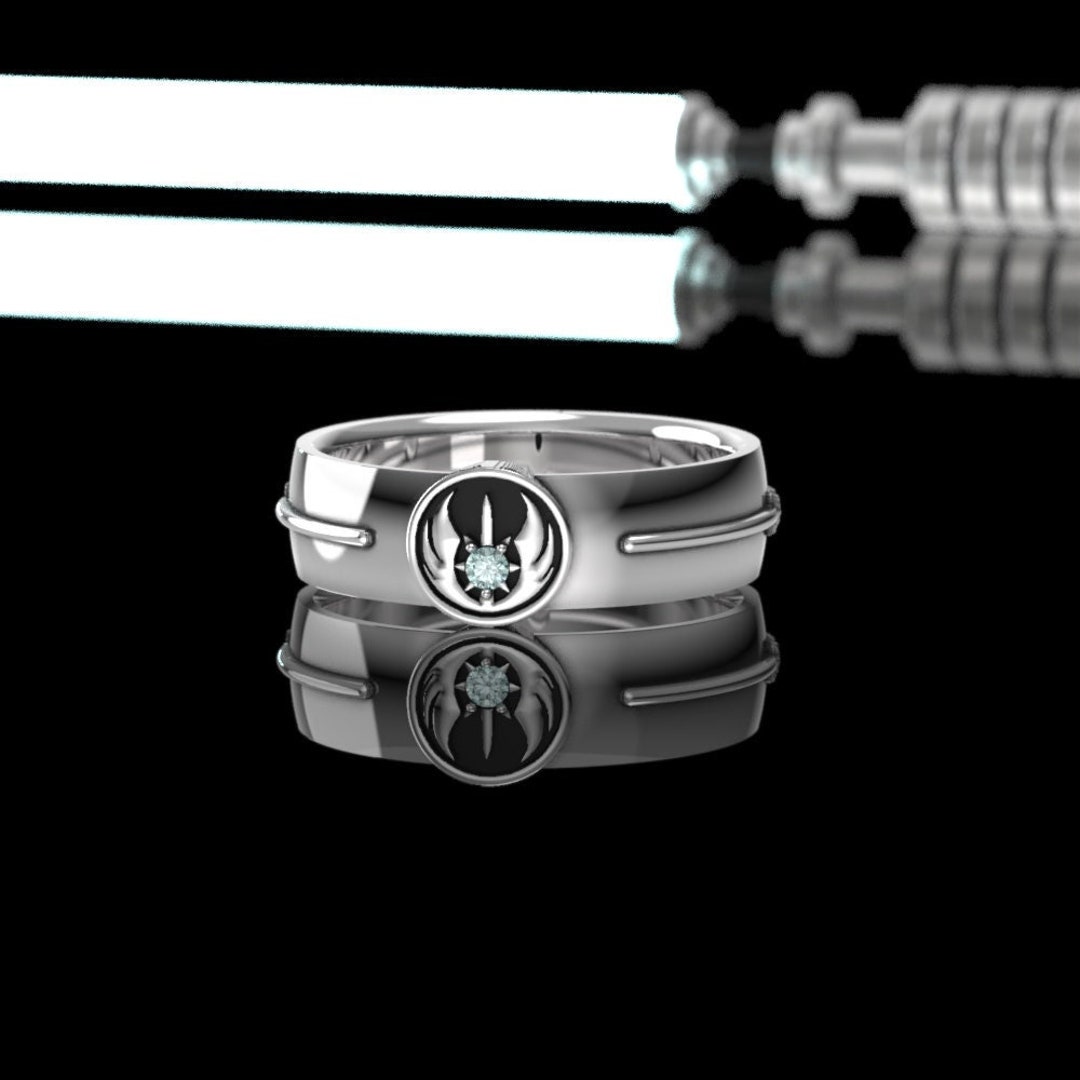 Silver Star Wars Wedding Ring for Men or Women - Jedi Order Ring ...