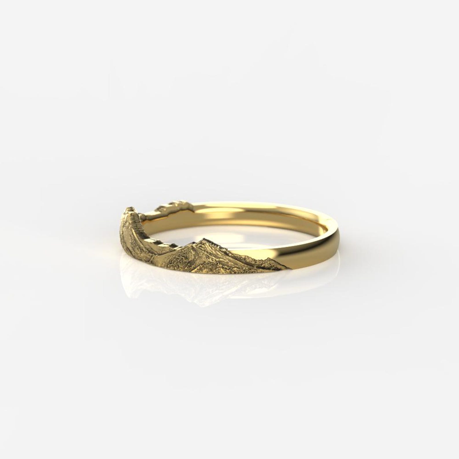 Rocky Mountain Wedding Band in Gold or Silver - Mount Princeton Ring ...