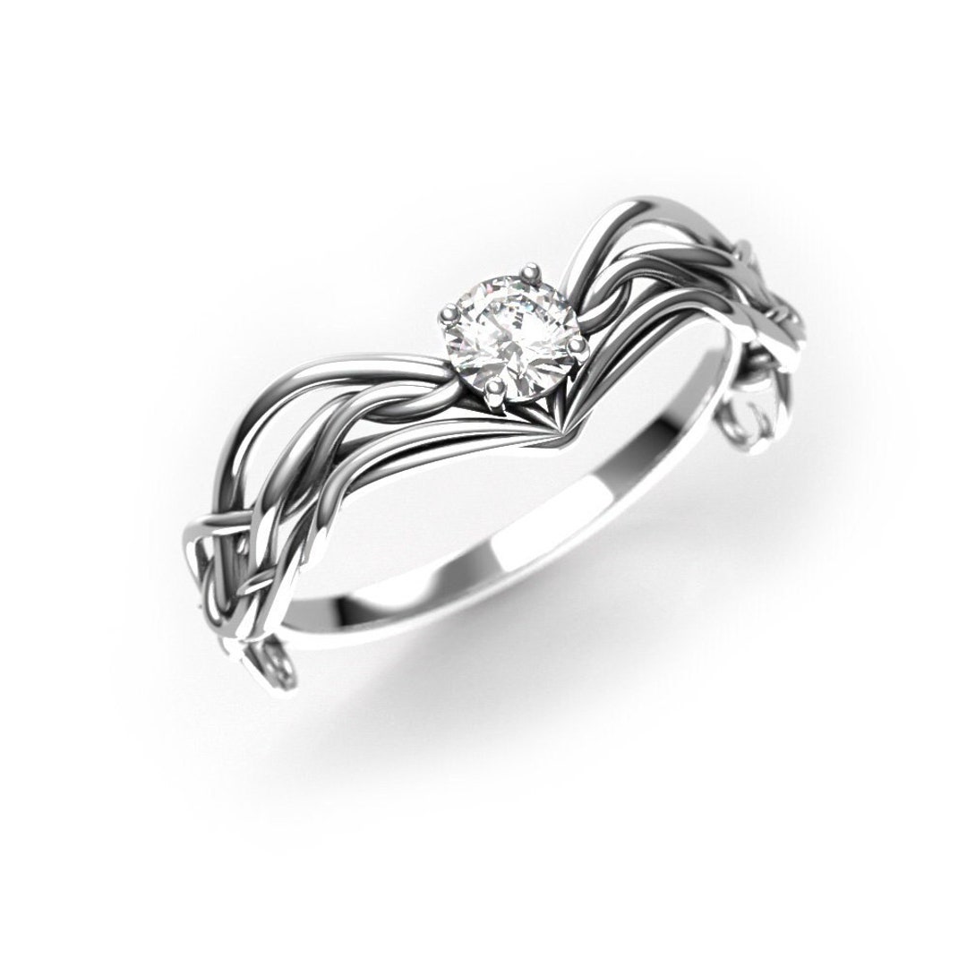 Braided Elvish Engagement Ring With Diamond - Woodlands Elven Tiara ...