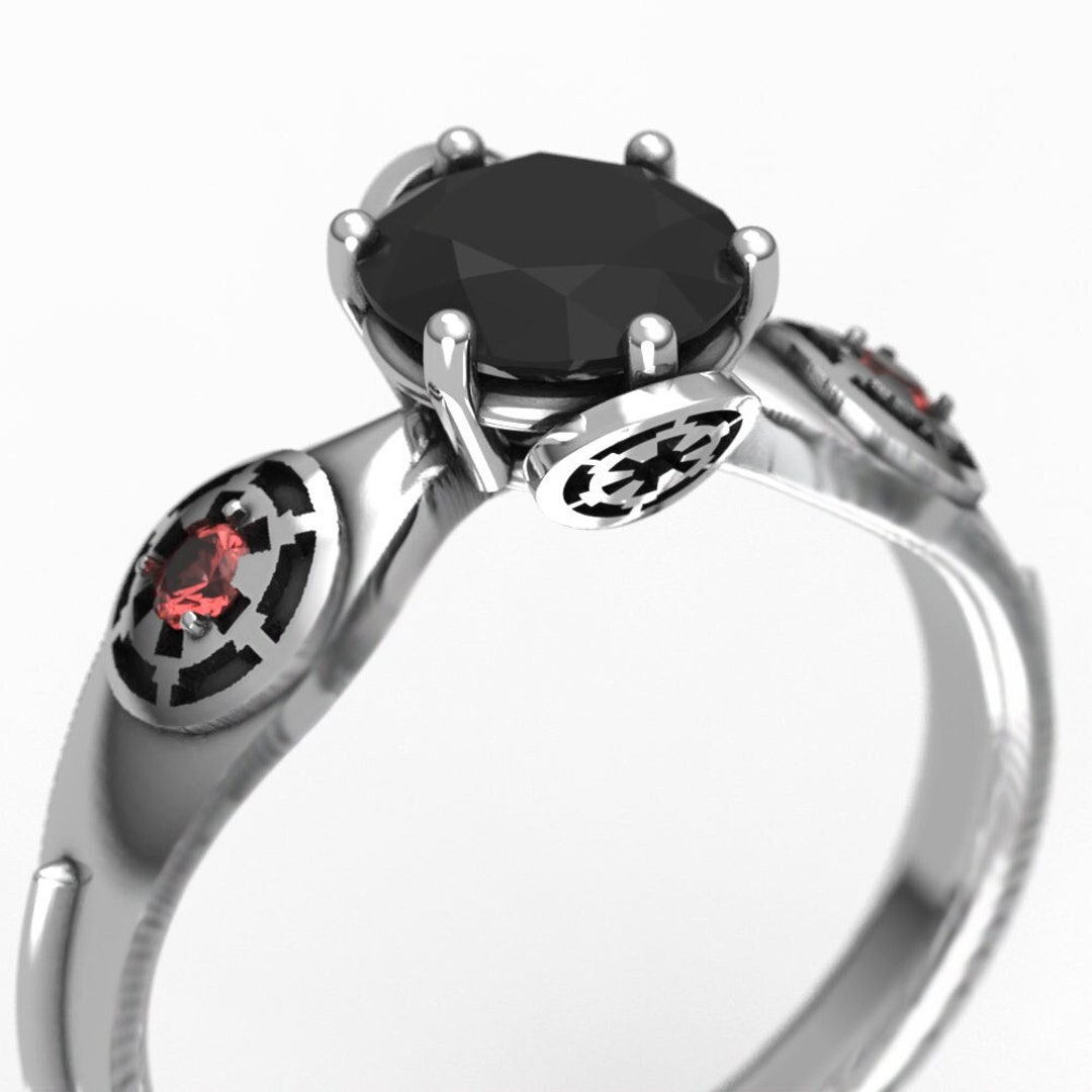 Galactic Empire Geeky Wars Engagement Ring With 1 Carat Black ...