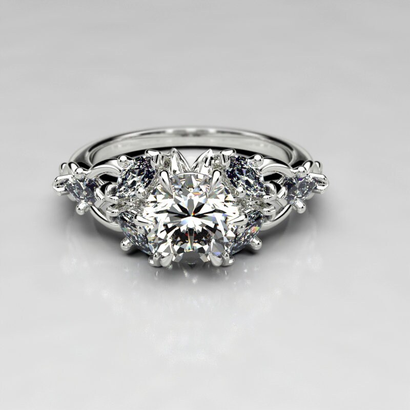 Elvish Engagement Ring With 6.0 mm Moissanite - Elven Fantasy ...