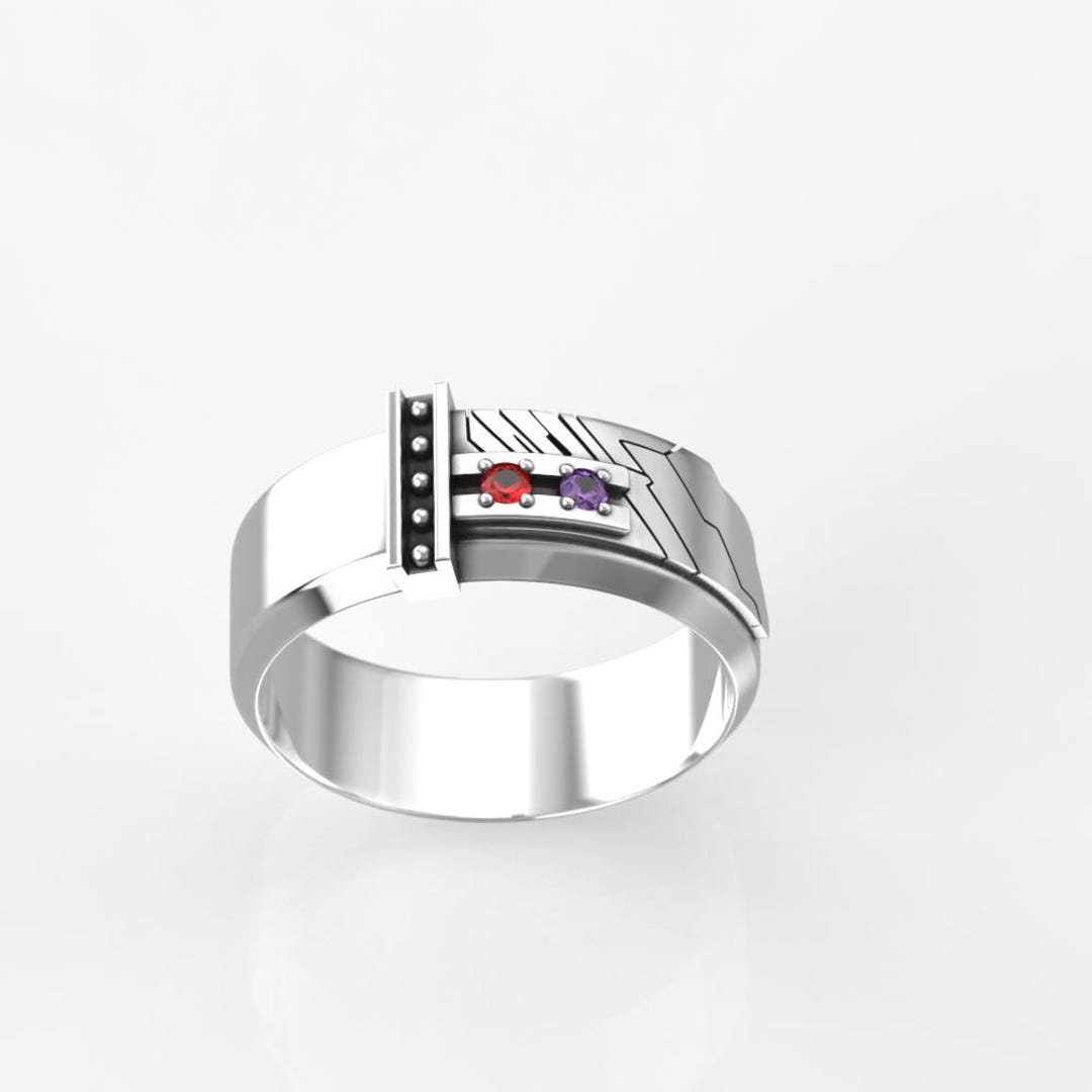 Buster Sword Inspired Sterling Silver Ring – Ruby & Amethyst Wedding ...