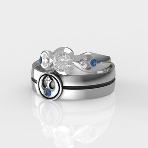 Star Wars Rebel Alliance Inspired Matching Wedding Ring Set - Star Wars Ring - Geek Engagement ...