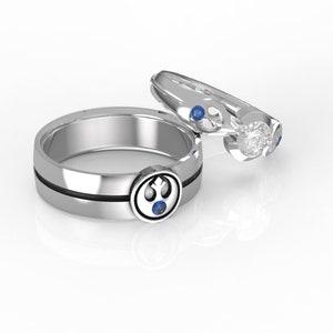 Star Wars Rebel Alliance Inspired Matching Wedding Ring Set - Star Wars Ring - Geek Engagement ...