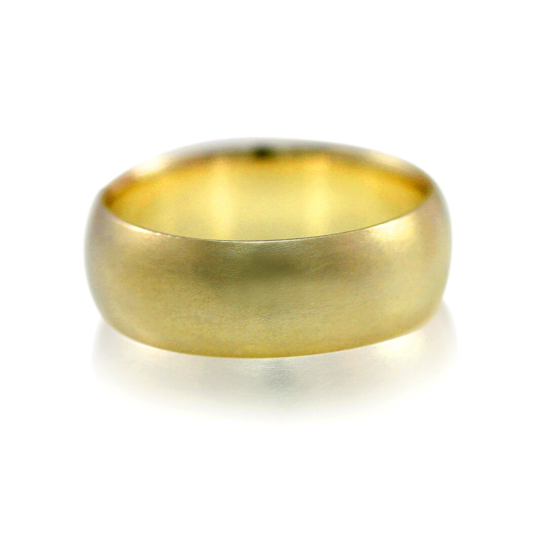 Gold Men's Domed Wedding Ring, 7mm Wide Wedding Band in 14k Gold or ...