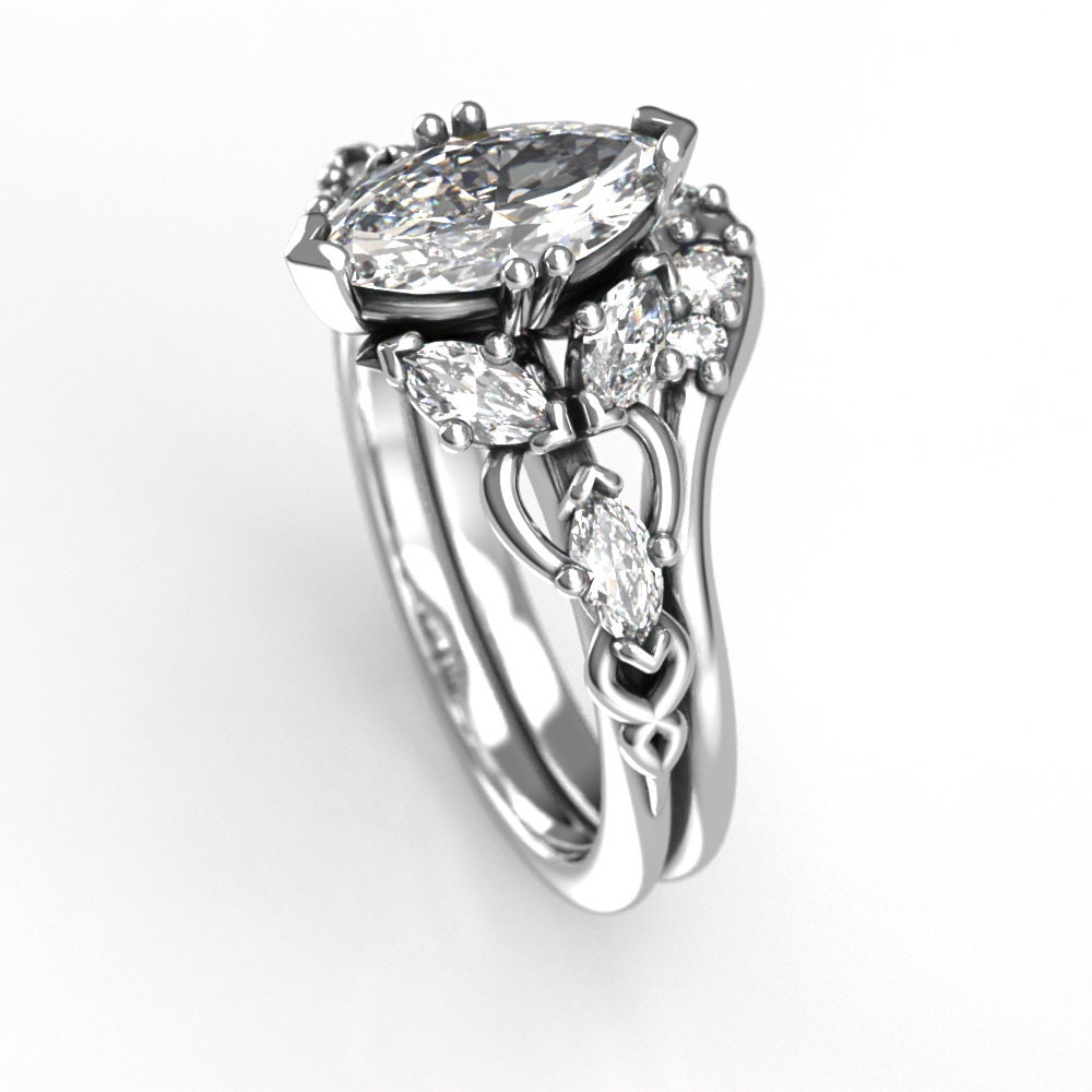 Fantasy Engagement Ring With Marquise Moissanite - Elvish Fairy ...