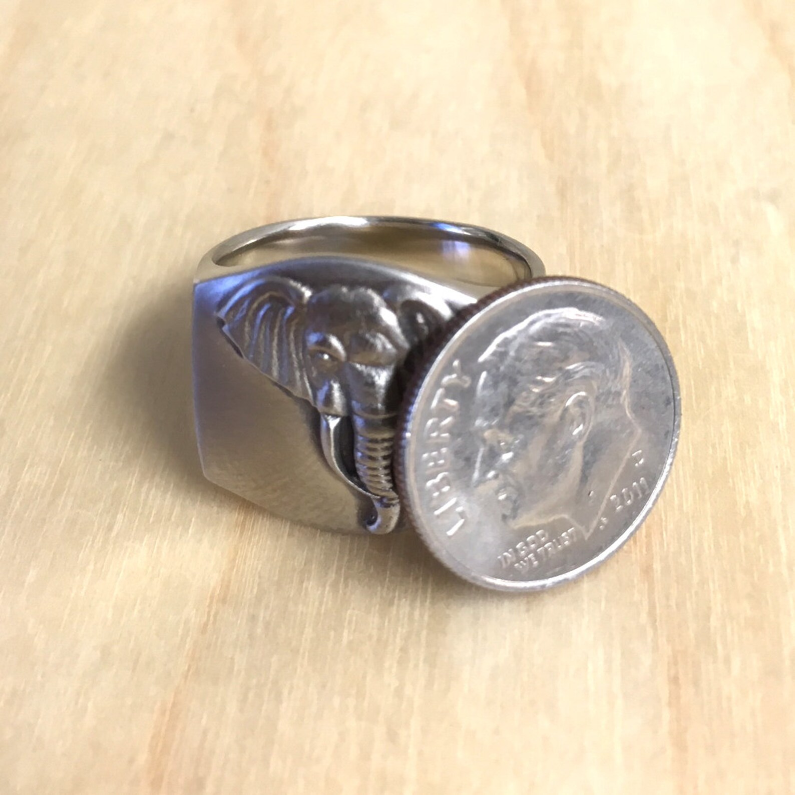 Elephant Signet Ring Animal Ring Mens Signet Ring Animal - Etsy