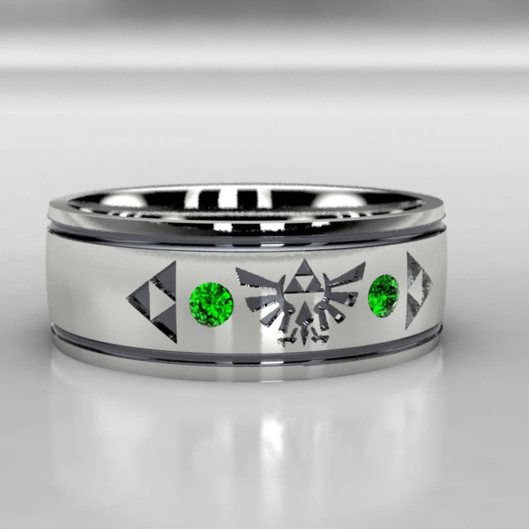 Legend of Zelda Emerald Ring, Wide Unisex Wedding Band - Etsy